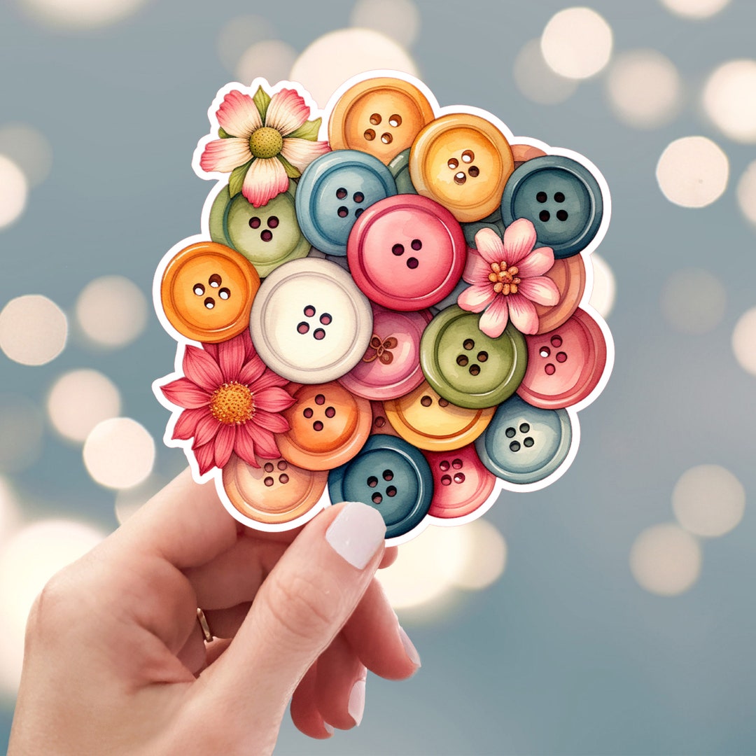 Pile of Buttons Sticker, Clothes Buttons Sticker, Vintage Buttons ...