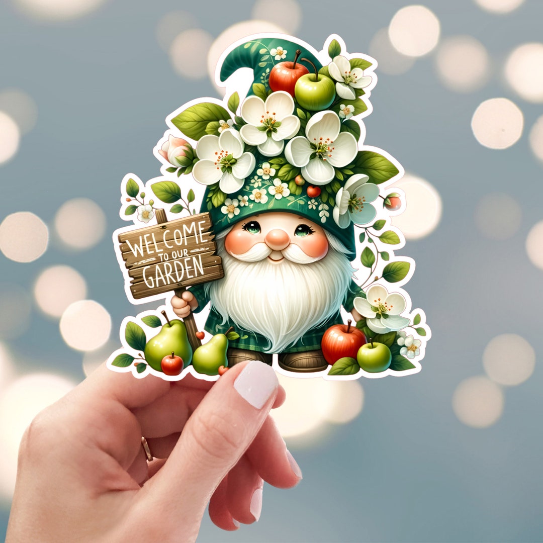 Garden Gnome Sticker, Green Apple Gnome Sticker, Green Gnome Sticker ...