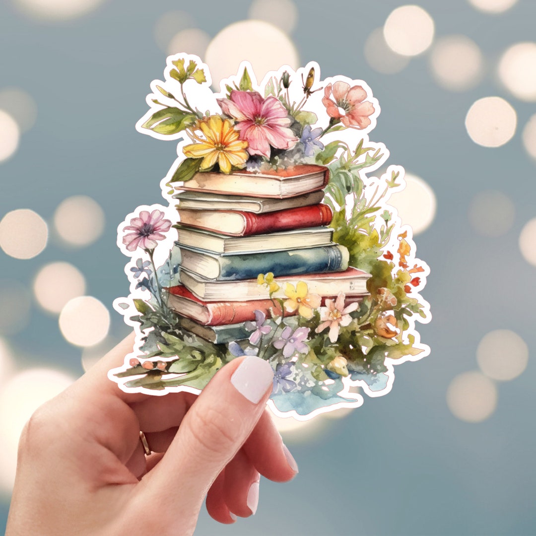 Stack of Books Sticker, Library Books Sticker, Reading Novel Sticker ...