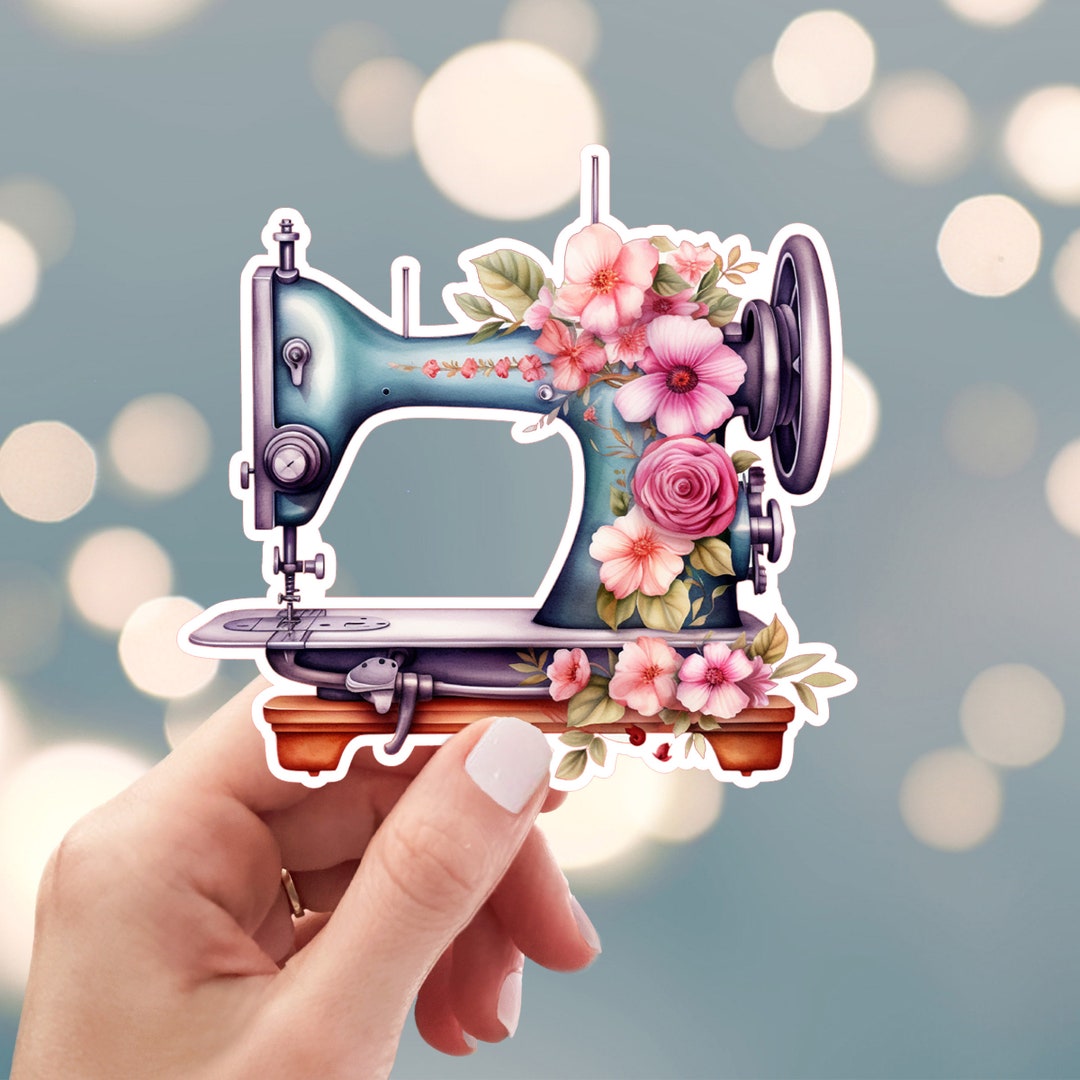 Sewing Machine Sticker, Seamstress Sticker, Vintage Sewing Machine ...