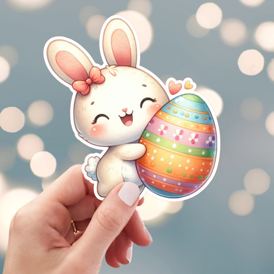 Easter Bunny Sticker, Easter Egg Large Sticker, Bunny Rabbit Sticker ...