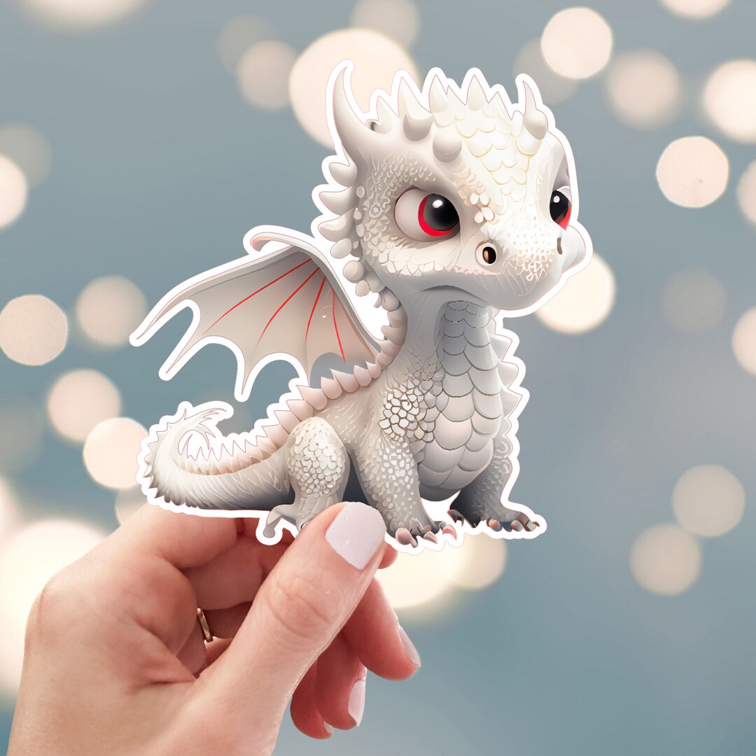 Ghost Dragon Sticker, White Dragon Sticker, Pale Dragon Sticker, Horned ...