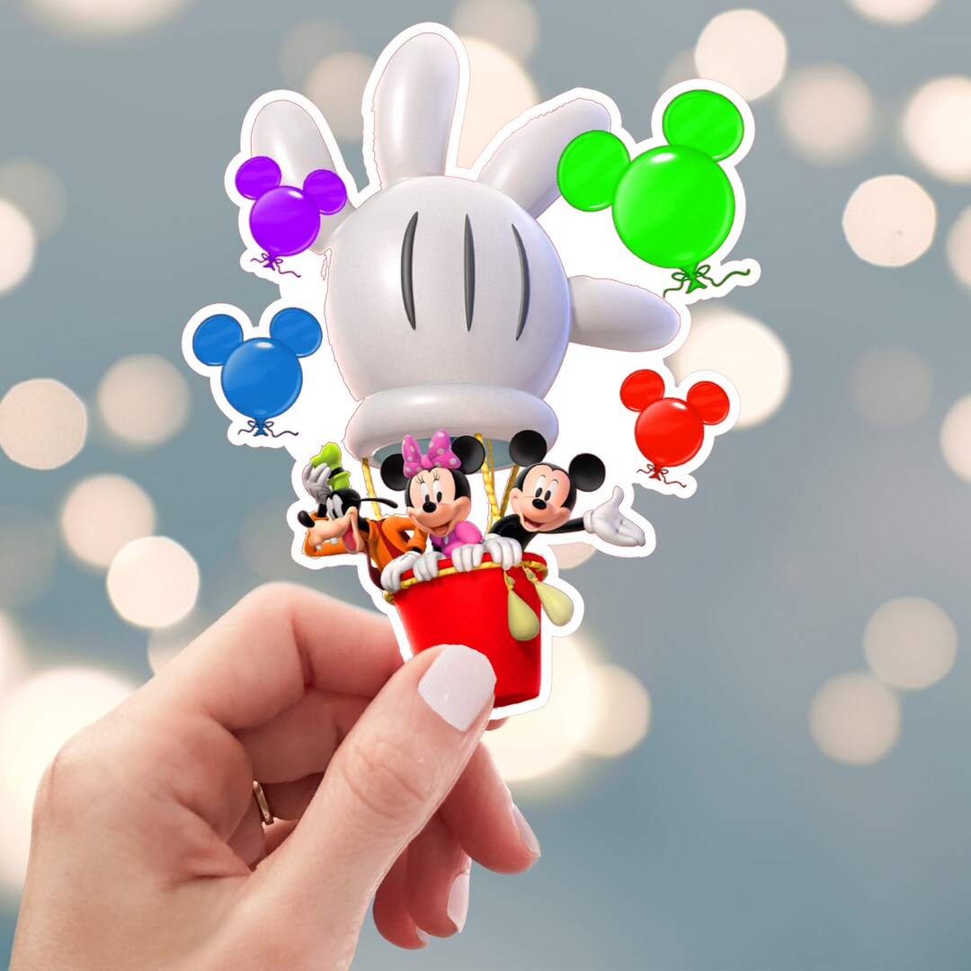 Mickey Mouse Sticker, Mickey Hot Air Balloon Sticker, Mickey Ad Friends ...