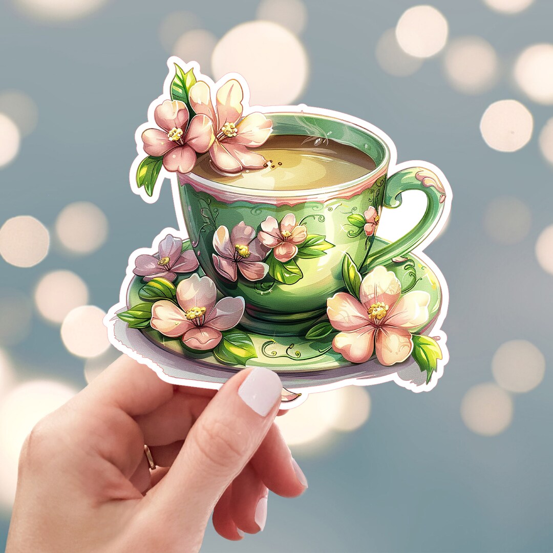 Tea Cup Sticker, Coffee Latte Sticker, Mocha Cappuccino Sticker, Teacup ...