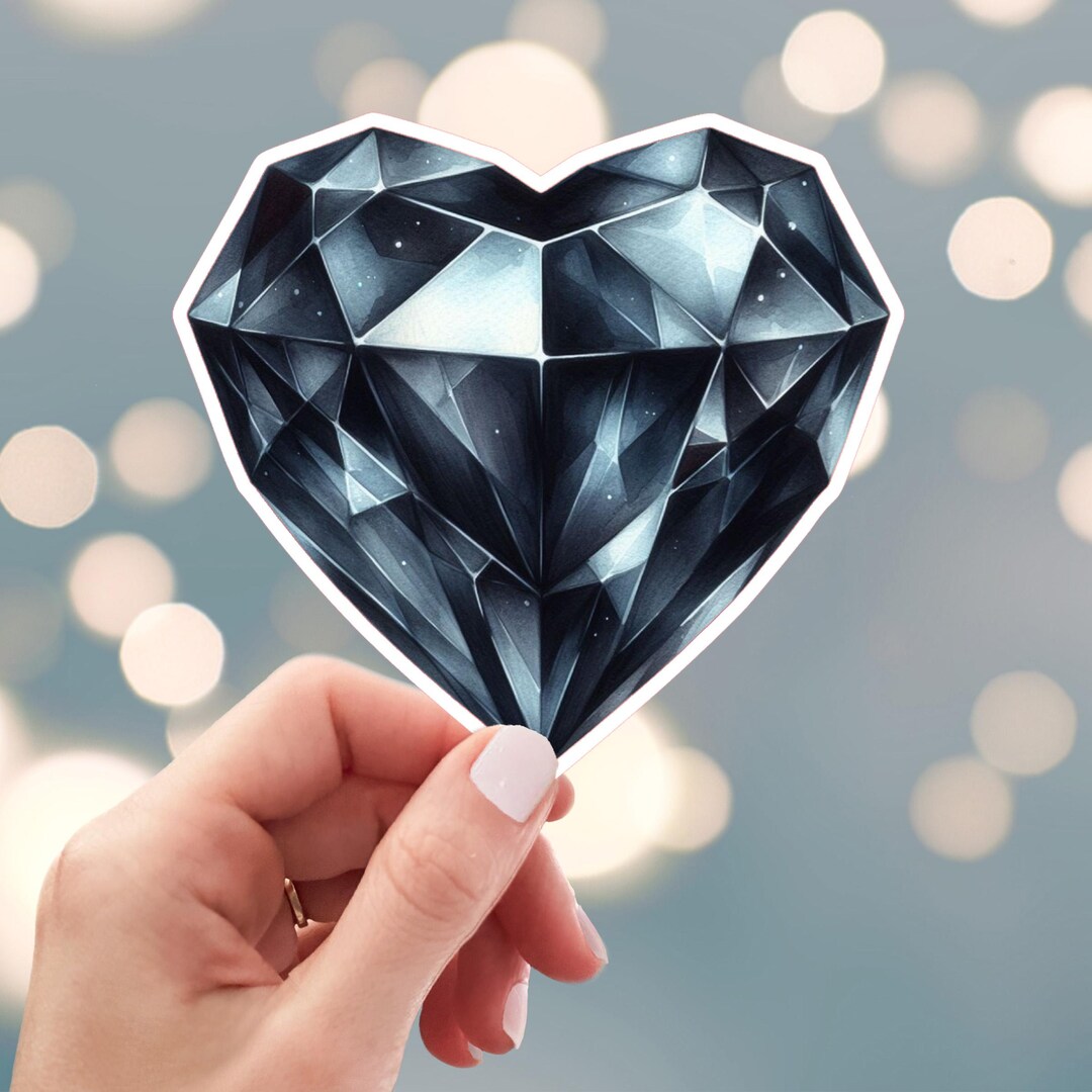 Black Gem Sticker, Onyx Jewel Sticker, Black Heart Diamond Sticker ...