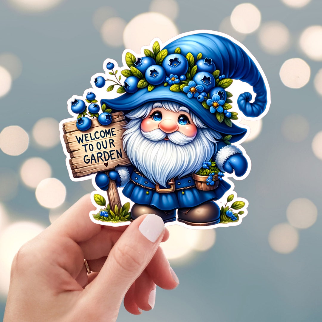 Blueberry Fruit Gnome Sticker, Garden Gnome Sticker, Welcome to Our ...