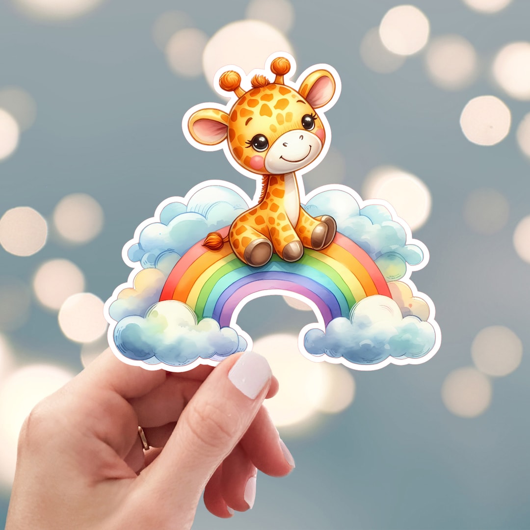 Giraffe Sticker, Rainbow Sticker, Baby Giraffe Sticker, Zoo Elephant ...