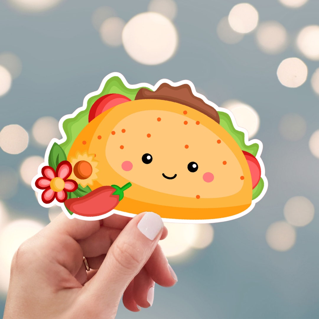 FREE Taco Sticker, Kawaii Taco Sticker, Taco Tuesday Sticker, Taco Foodie Sticker, Fiesta Taco ...
