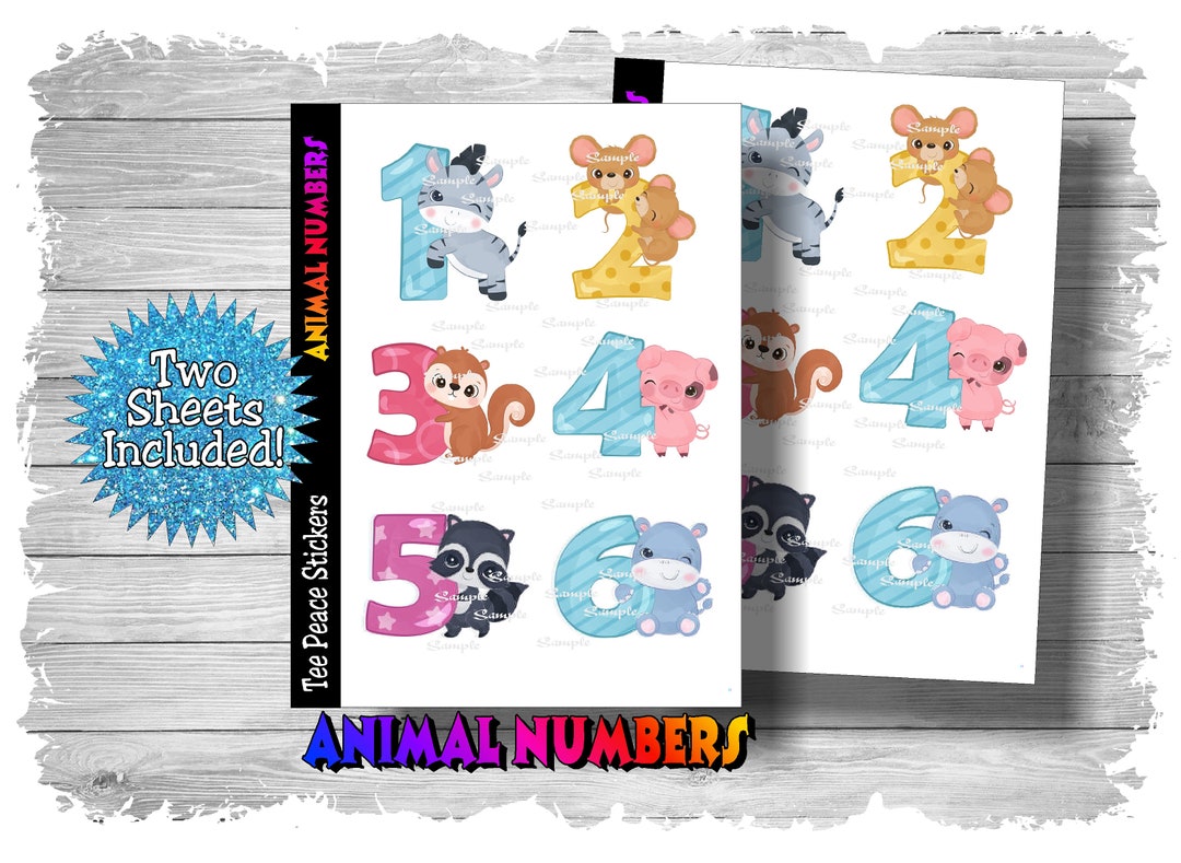 Animal Numbers Sticker Sheets, 2 Sheet Bundle, Birthday Numbers Planner ...