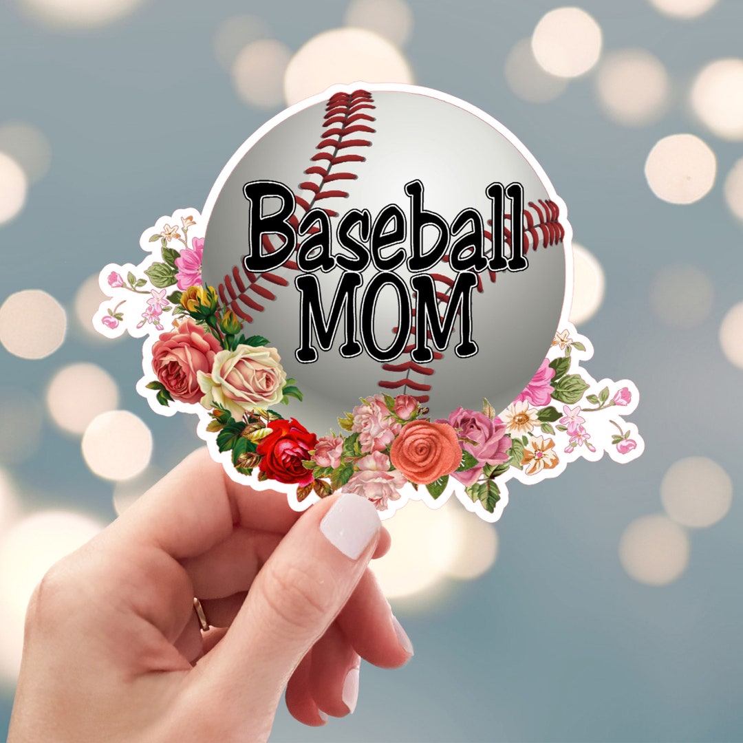 Baseball Mom Sticker, Baseball Game Sticker, Baseball Sticker, Floral ...