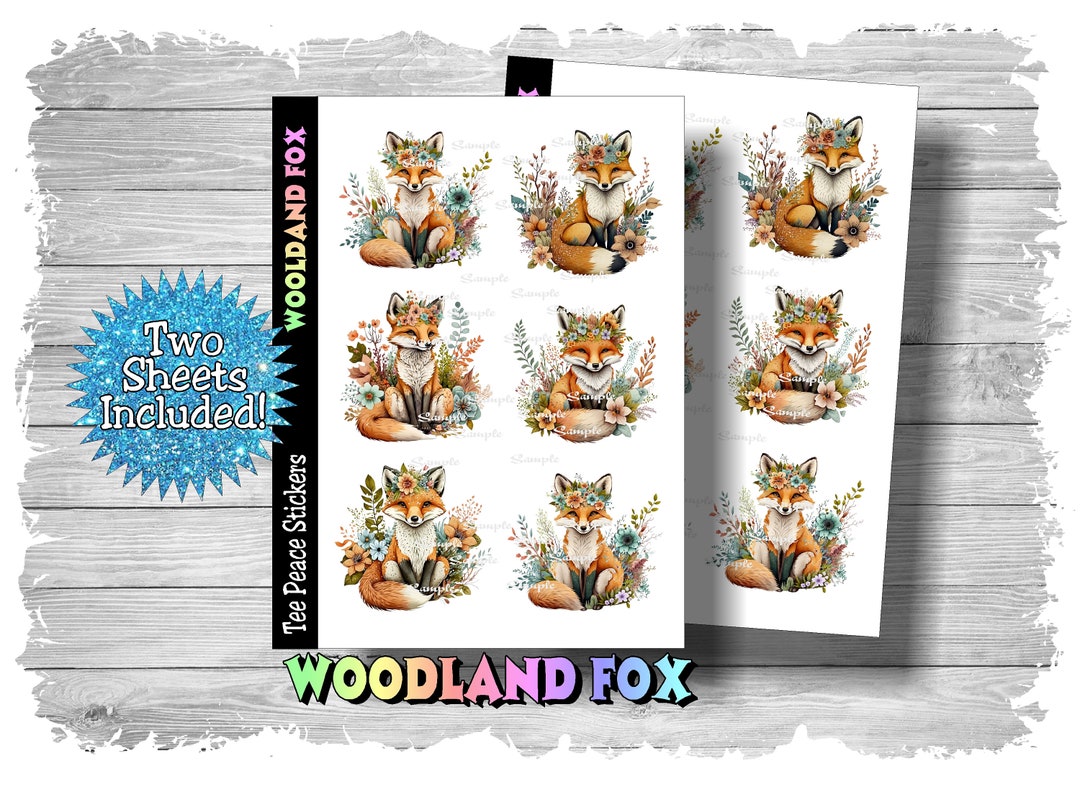 Woodland Fox Sheets, 2 Sheet Bundle, Red Fox Stickers, Baby Fox Sticker ...