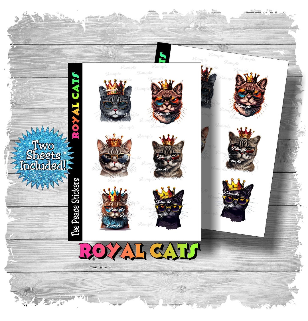 Cat Sticker Sheets 2 Sheet Bundle Crowned Cats Stickers - Etsy