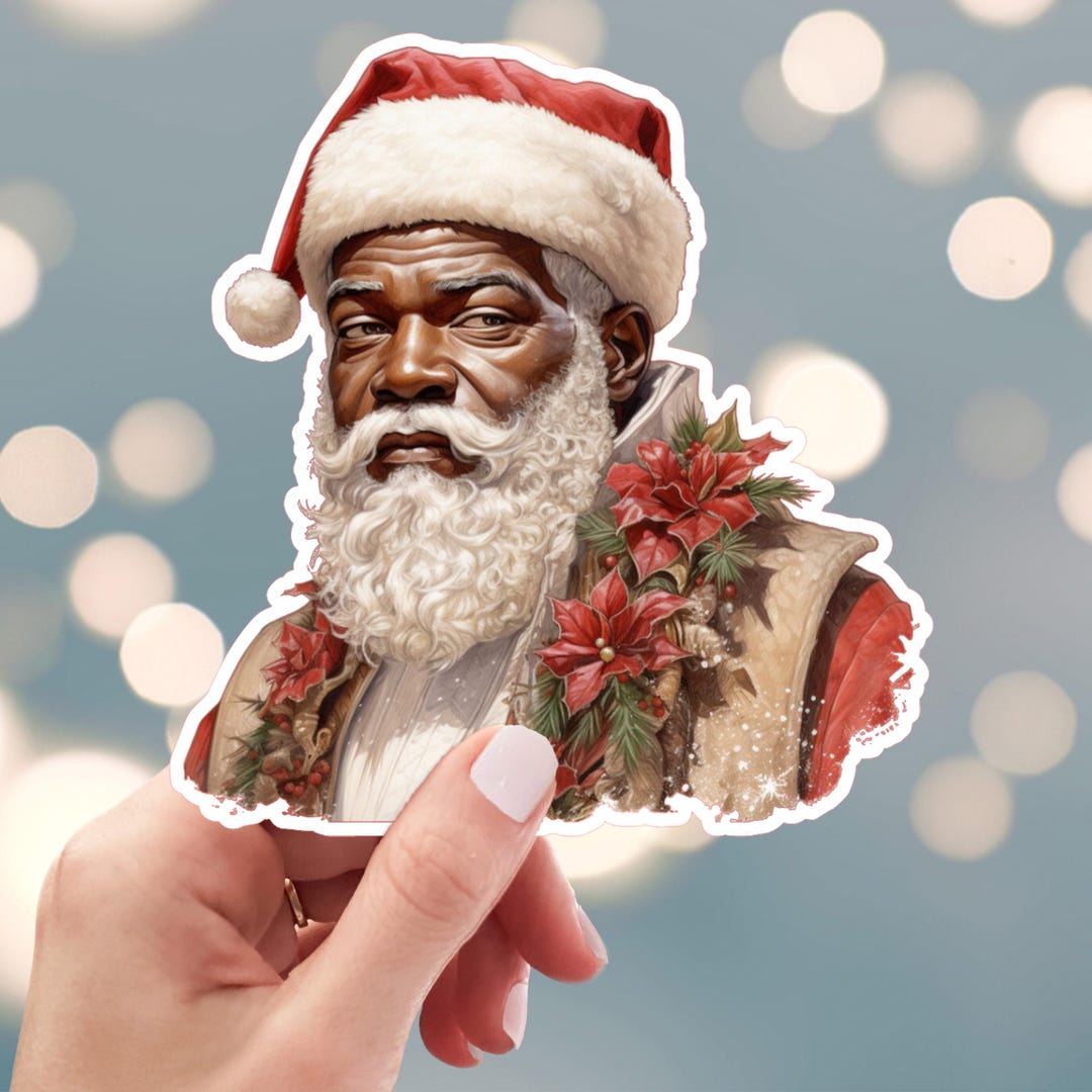 Santa Claus Sticker, Black Santa Sticker, Merry Christmas Sticker ...