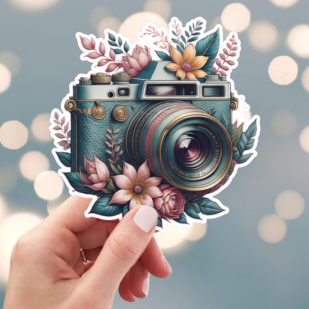 Camera Sticker, Photographer Sticker, Floral Camera Sticker, Take A ...