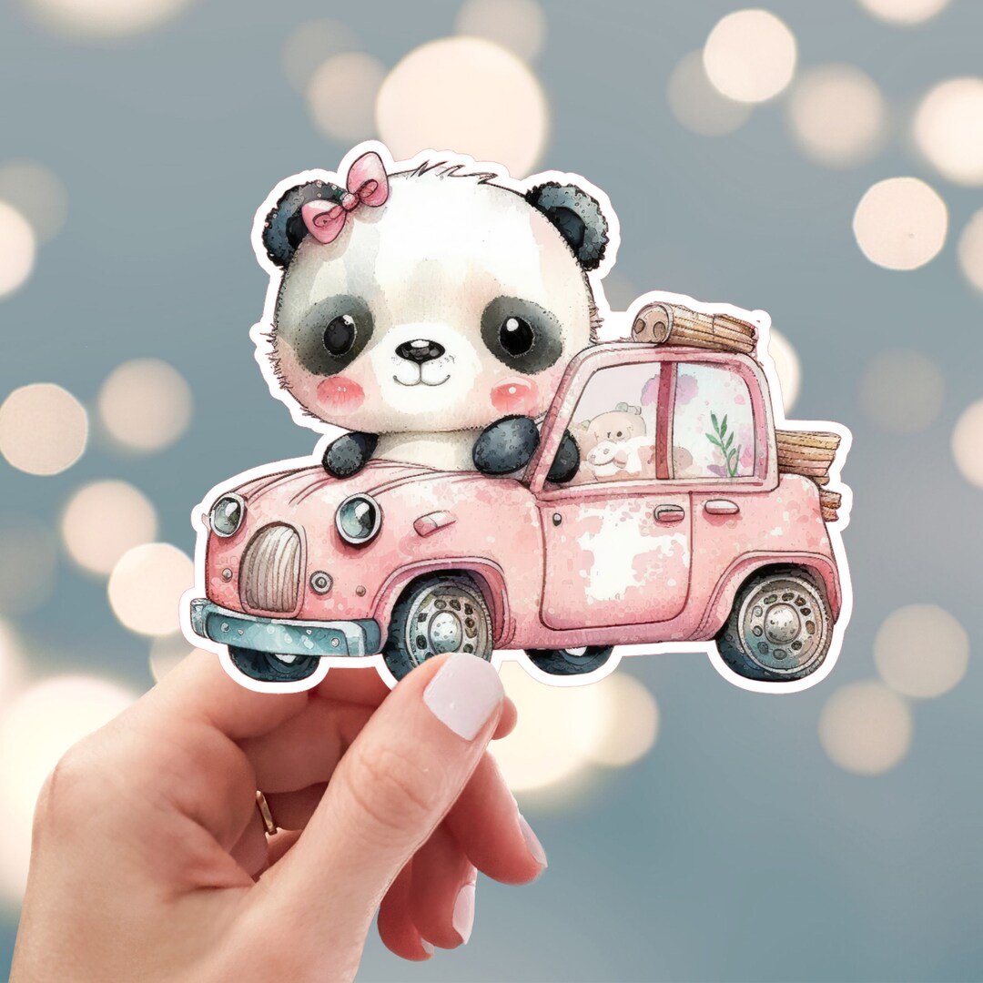 Panda Bear Sticker, Baby Panda Sticker, Pink Panda Car Sticker, Kawaii ...