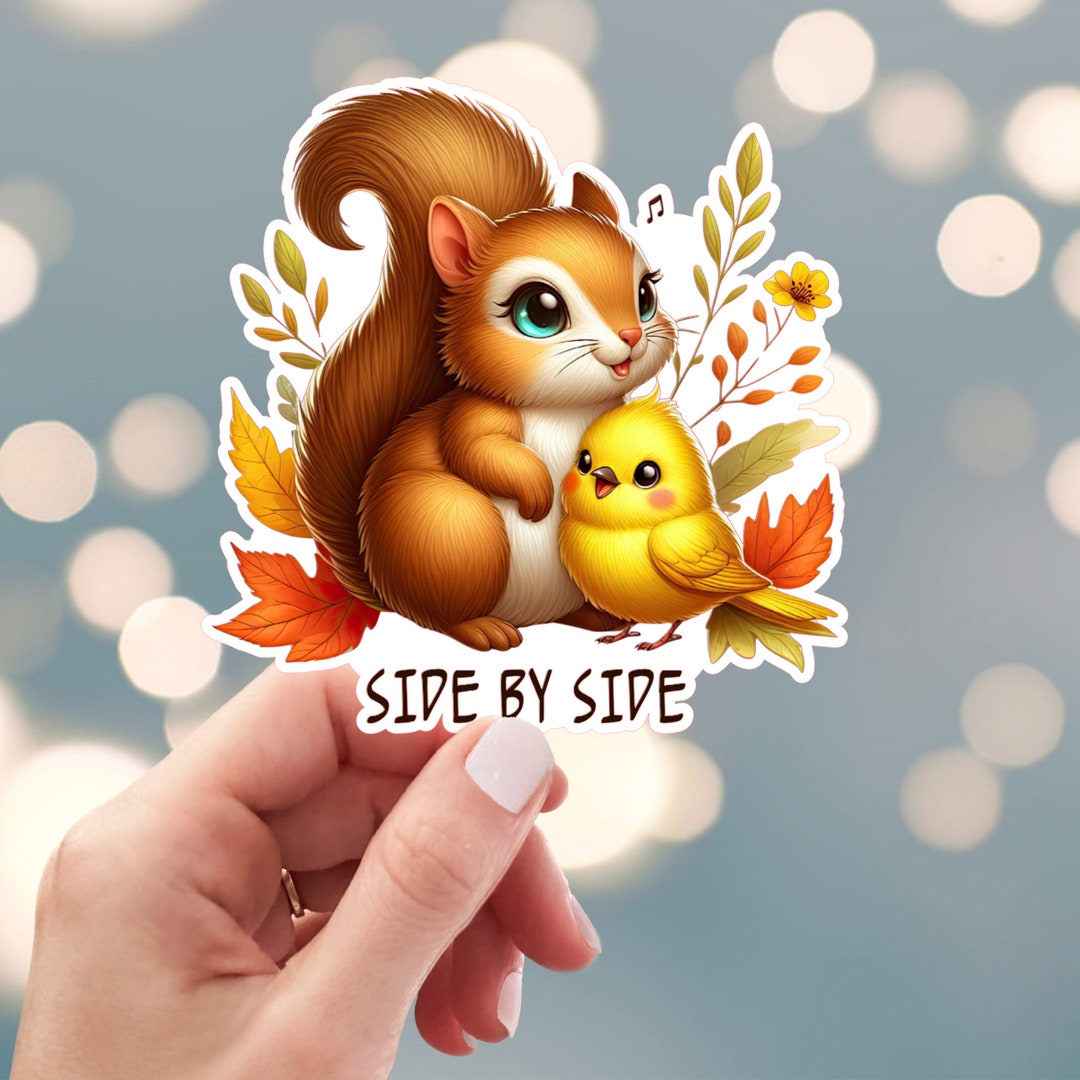 Squirrel and Chick Sticker, Side by Side Sticker, Baby Chicken Sticker ...