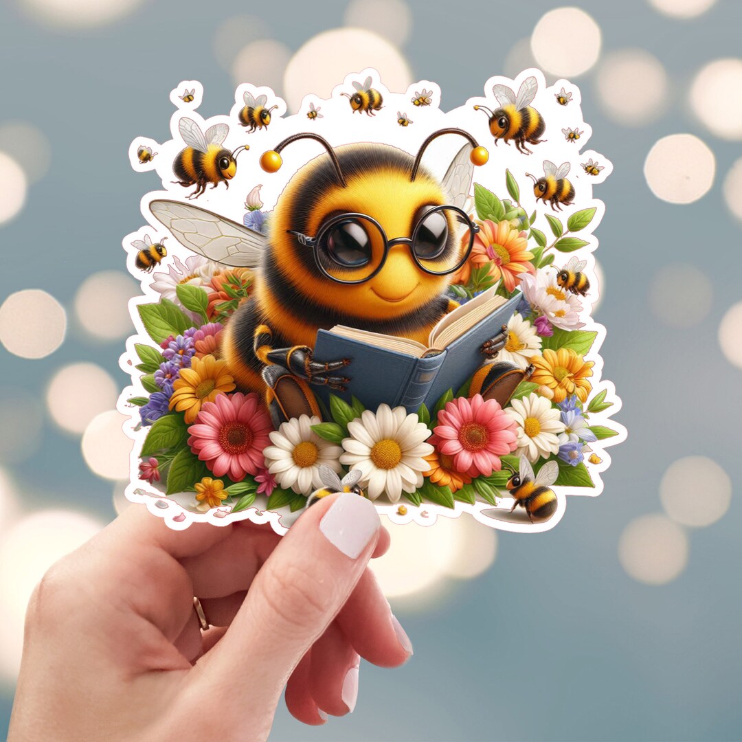 Bumble Bee Sticker, Reading Bee Sticker, Honey Bee Sticker, Daisy ...