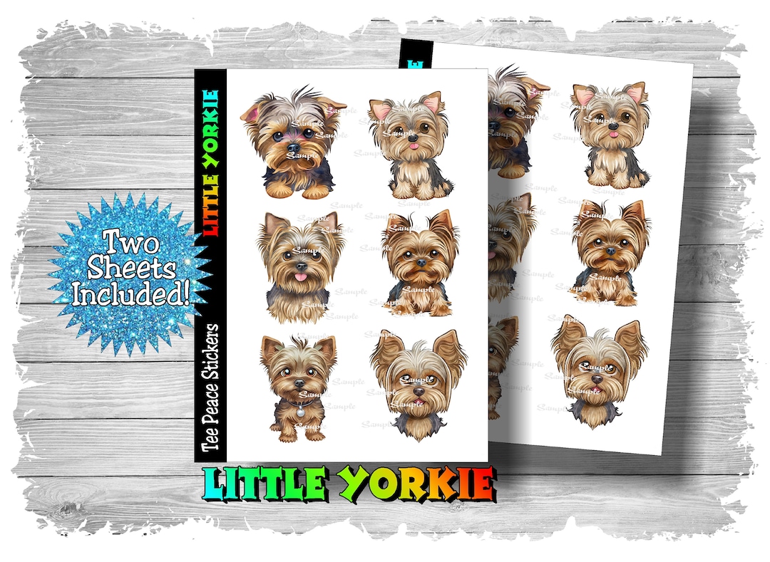 Yorkie Dog Sticker Sheets, 2 Sheet Bundle, Yorkshire Terrier Stickers ...