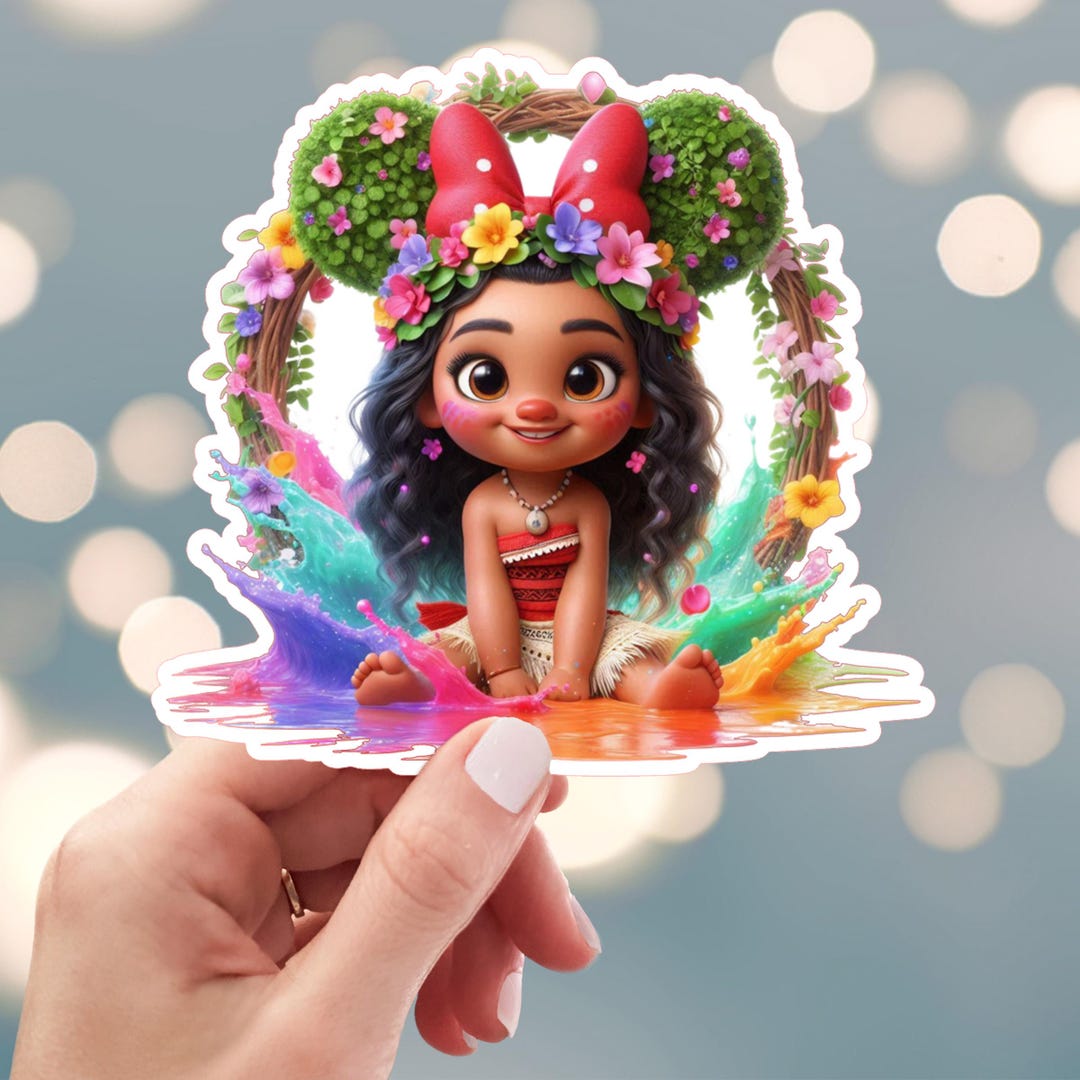 Moana Sticker, Mouse Ears Sticker, Hawaiian Moana Sticker, Rainbow ...