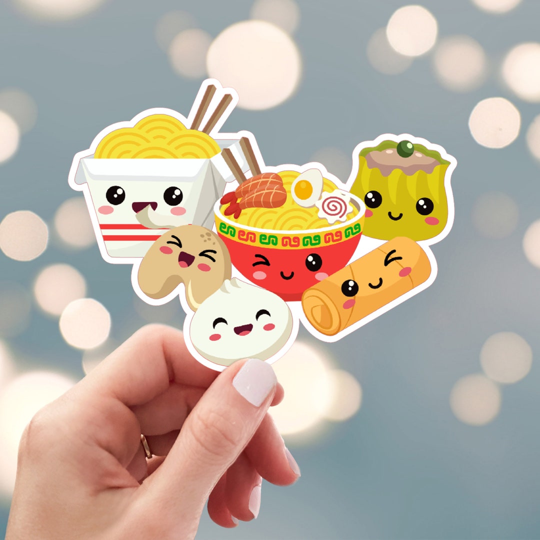 Chinese Food Sticker, Kawaii Egg Roll Sticker, Ramen Bowl Sticker ...