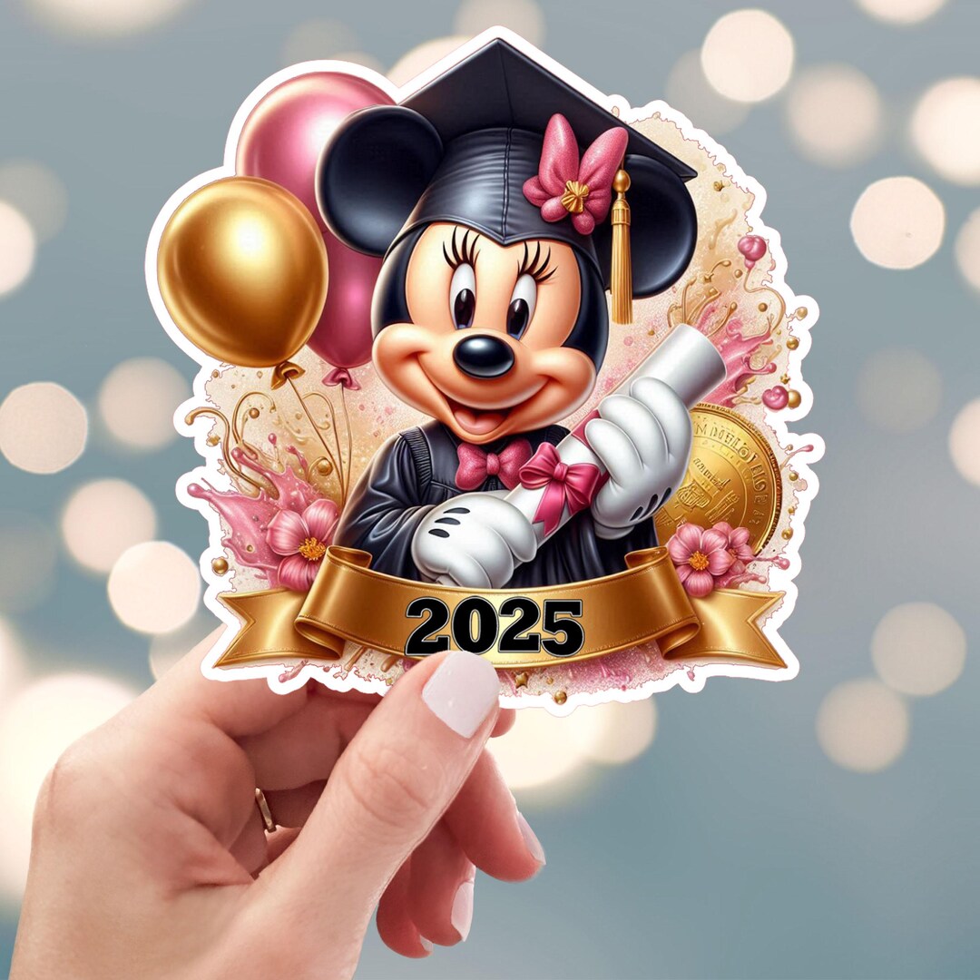 Minnie Mouse Graduation Sticker, Minnie Graduate Sticker, Graduation ...