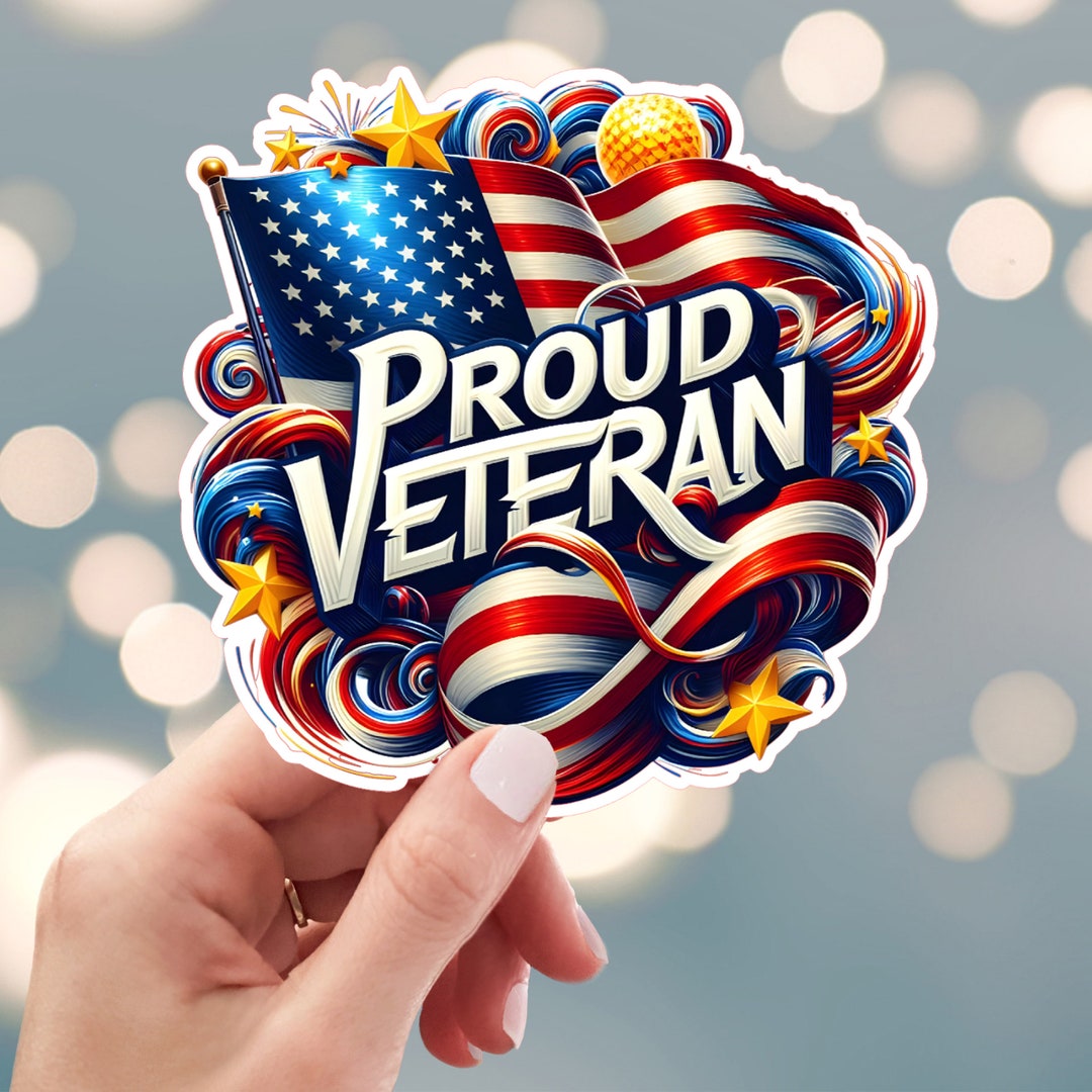 Proud Veteran Sticker, 4th of July Sticker, Red White Blue Sticker ...