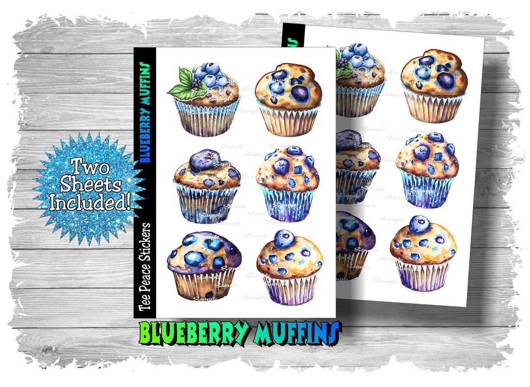 Blueberry Muffins Sticker Sheets, 2 Sheet Bundle, Bakery Muffins ...