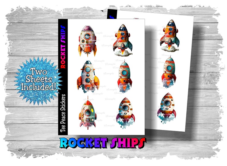 Rocket Ships Sticker Sheets 2 Sheet Bundle Space Rocket - Etsy