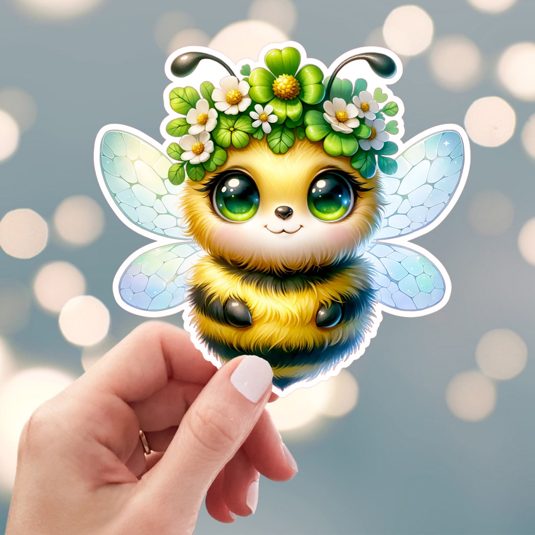 Bumble Bee Sticker, Summer Bee Sticker, Honey Bee Floral Sticker, Cute ...