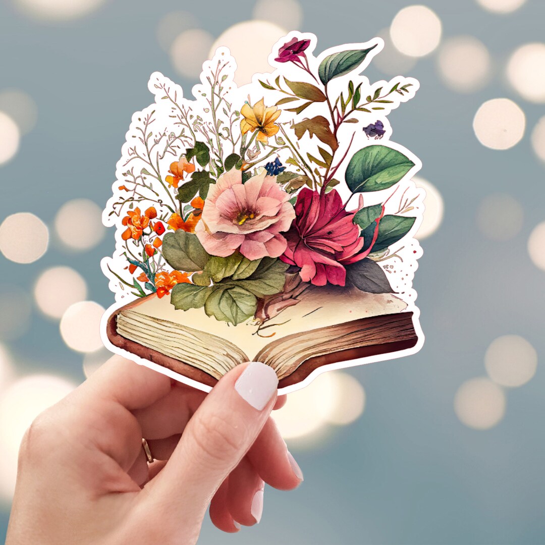 Reading A Book Sticker, Library Floral Book Sticker, Bible Sticker, I ...