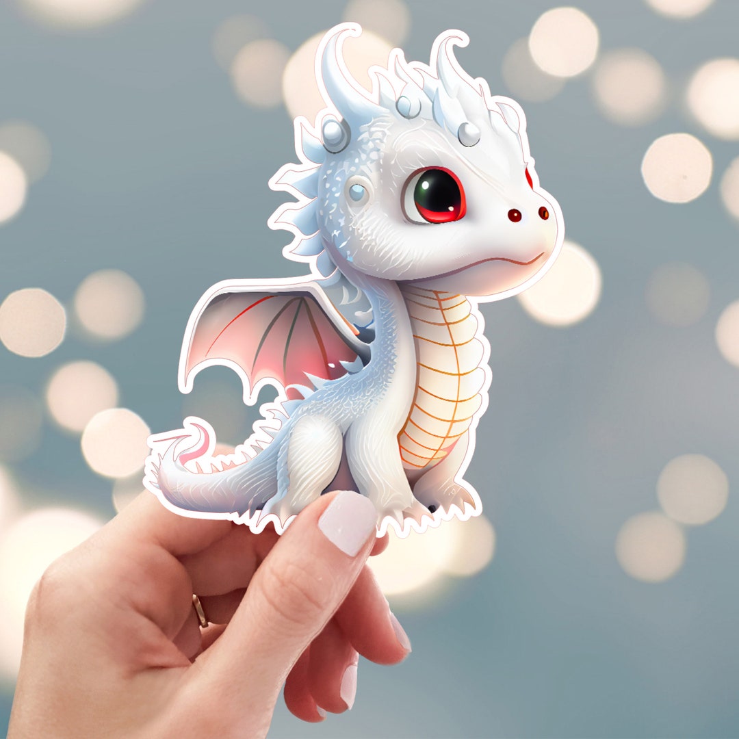 Ghost Dragon Sticker, White Dragon Sticker, Pale Dragon Sticker, Horned ...