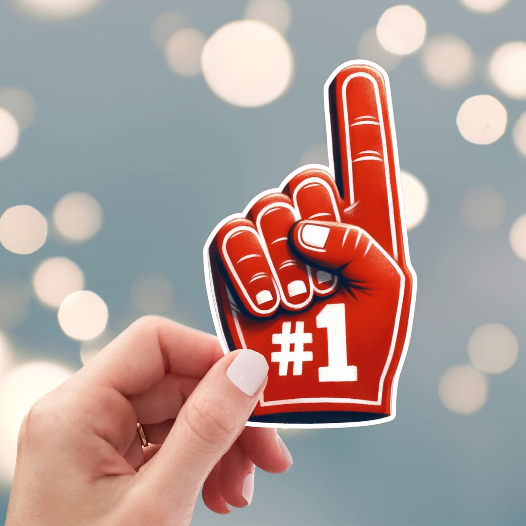Foam Finger Sticker, Red Sports Icon Sticker, #1 Football Sticker ...