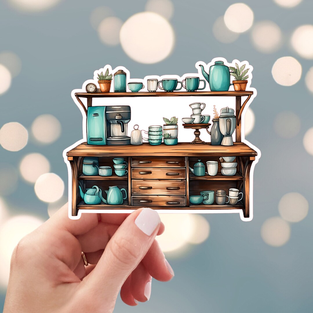 Coffee Bar Sticker, Iced Coffee Counter Sticker, Cappuccino Machine ...