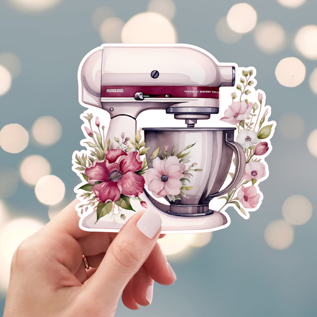 Kitchen Aid Sticker, Pastry Mixer Sticker, Floral Kitchen Appliance ...