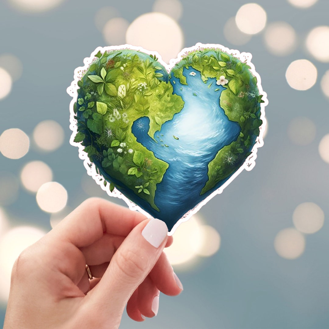 World Heart Sticker, Earth Day Sticker, Mother Earth Sticker, Earth ...