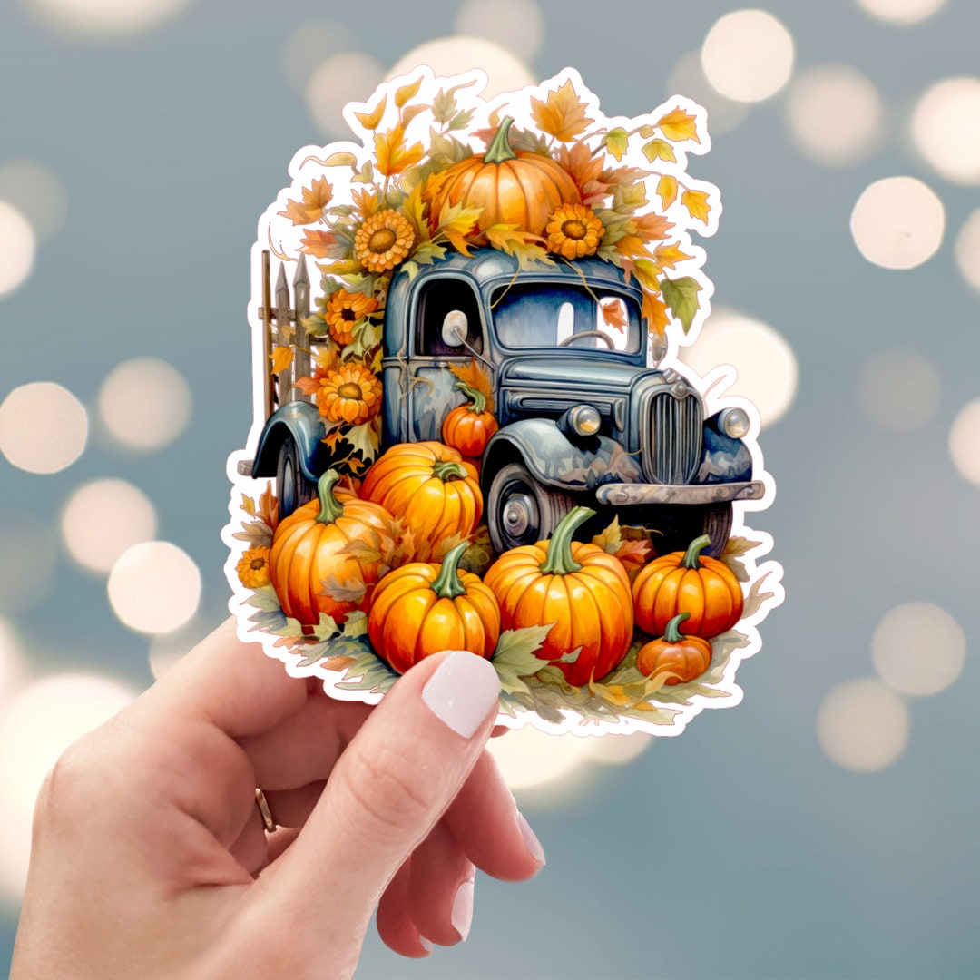 Pumpkin Pickup Truck Sticker, Fall Pumpkin Patch Sticker, Truck Load of ...