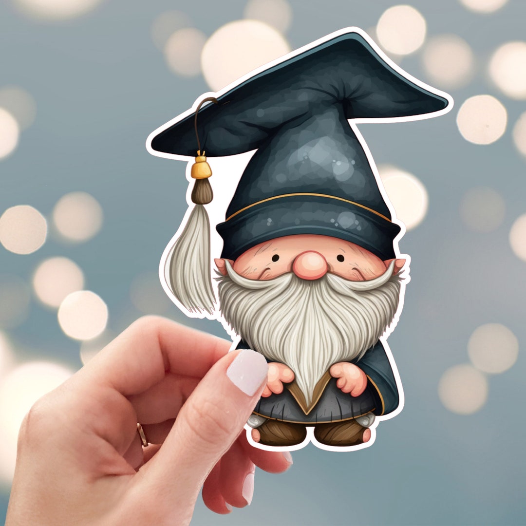 Graduation Gnome Sticker, College Grad Sticker, Graduation Cap Sticker ...