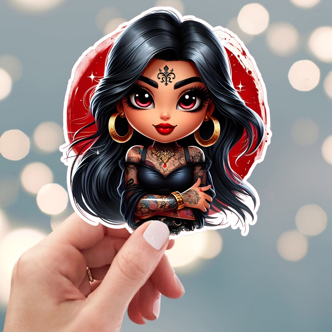 Goth Jasmine Sticker, Jasmine Aladdin Sticker, Gothic Girl Tattoo ...