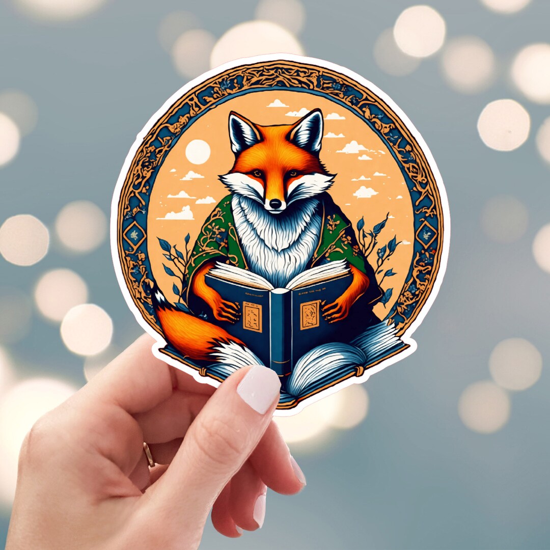 Red Fox Sticker, Reading Woodland Fox Sticker, Fox Books Sticker, Fox ...