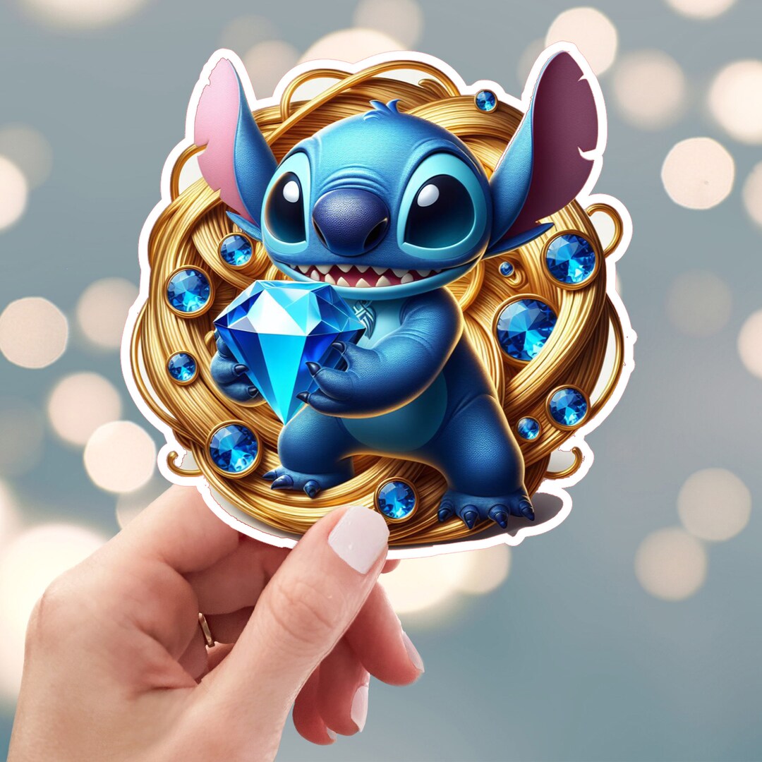 Stitch Sticker, Big Blue Diamond Sticker, Sapphire Gem Sticker, Stitch ...