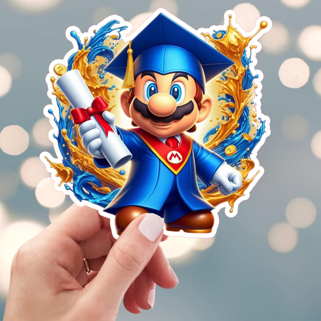 Mario Graduation Sticker, Summer Graduation Sticker, Kids Graduation ...