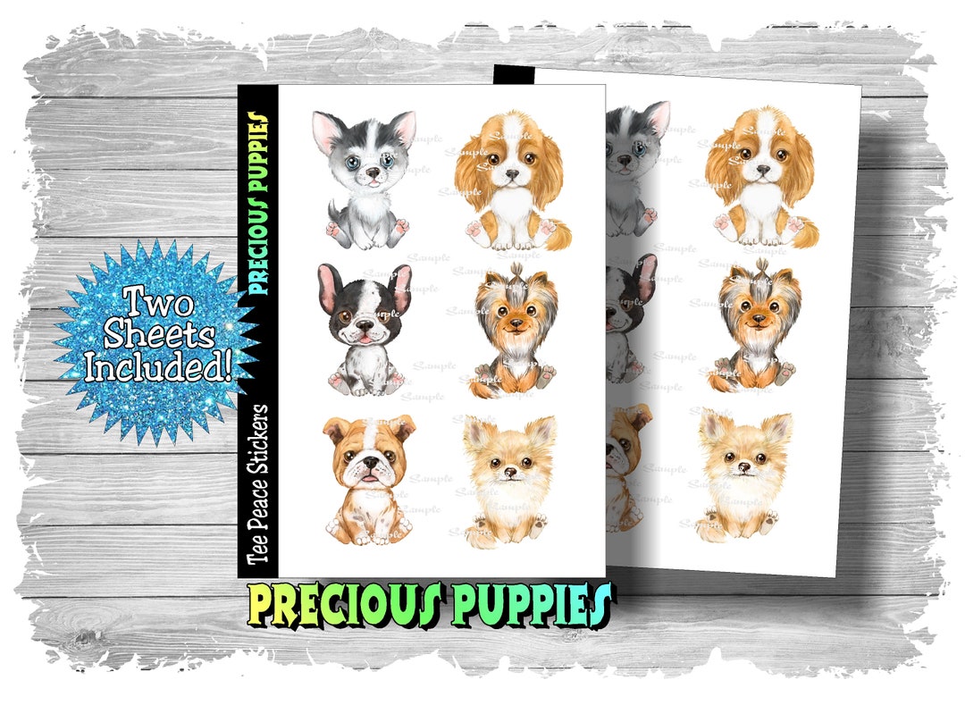 Puppy Dog Sticker Sheets, 2 Sheet Bundle, Boston Terrier Planner ...