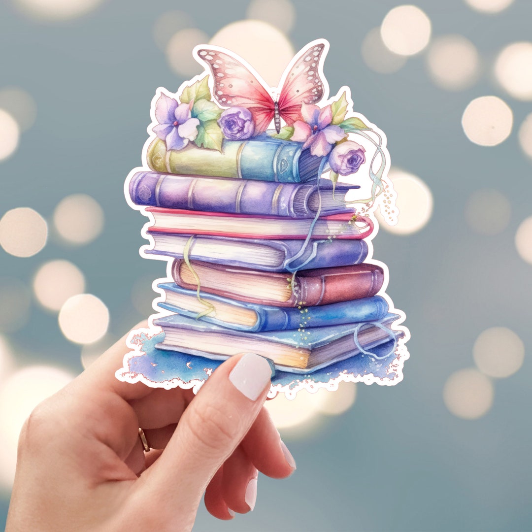 Stack of Books Sticker, Girl Books Sticker, Library Books Sticker, I ...