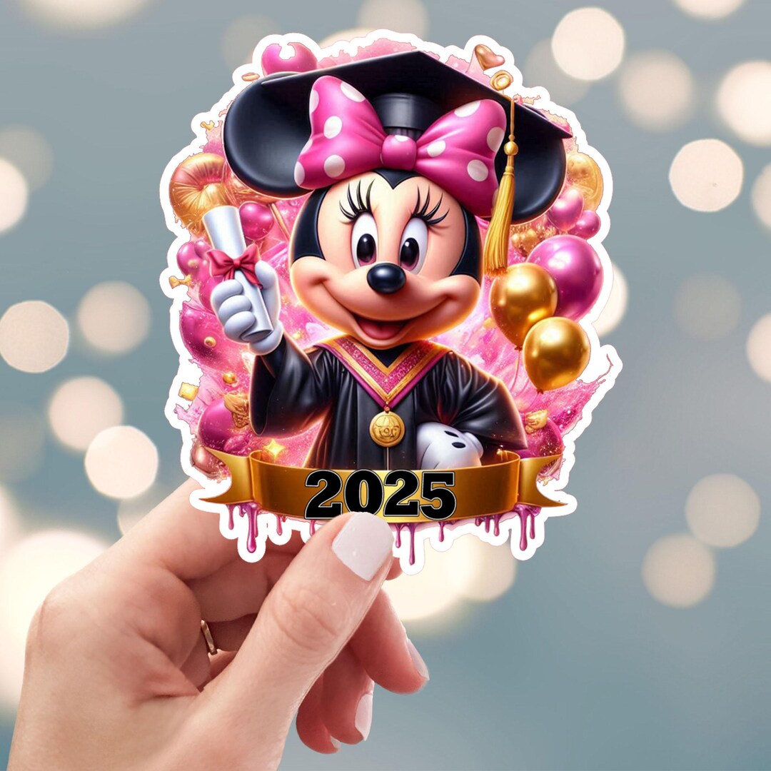 Minnie Mouse Graduation Sticker, Minnie Graduate Sticker, Graduation ...
