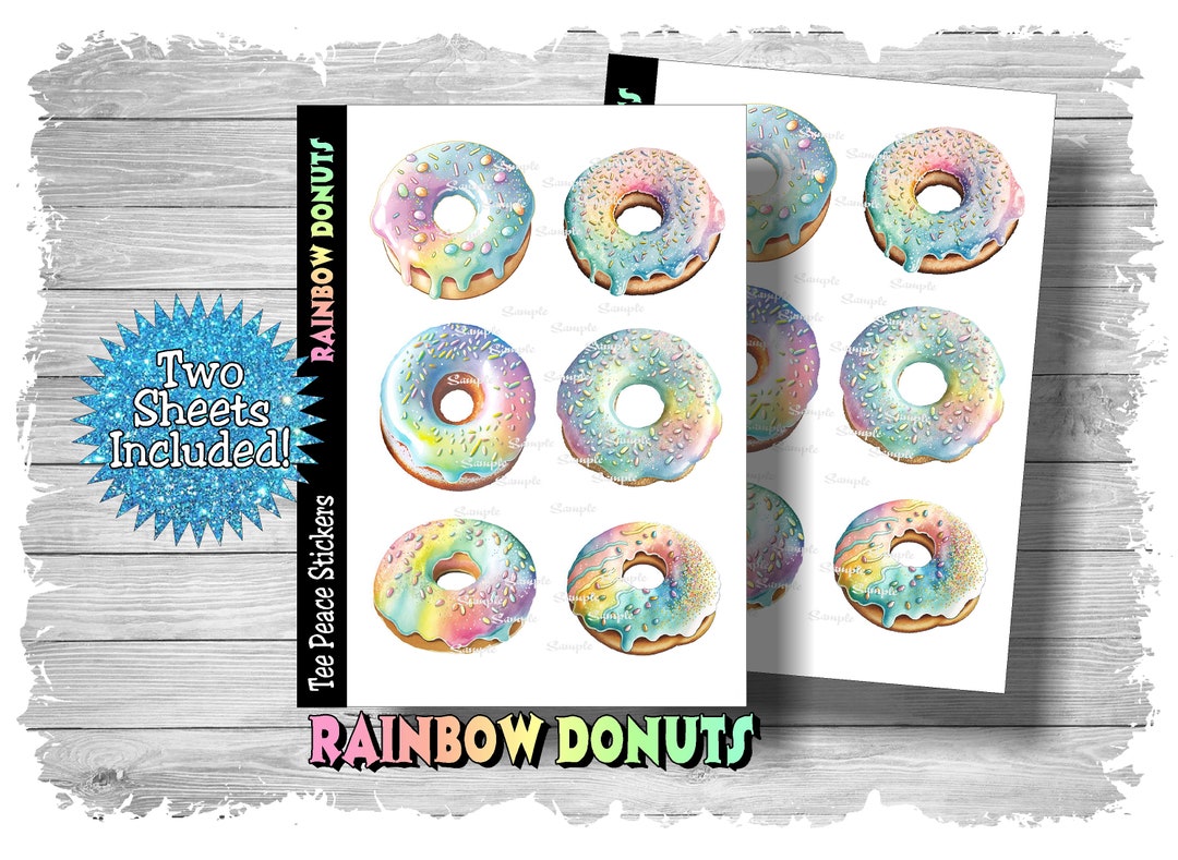Donut Sticker Sheets, 2 Sheet Bundle, Frosted Donut Planner Stickers ...