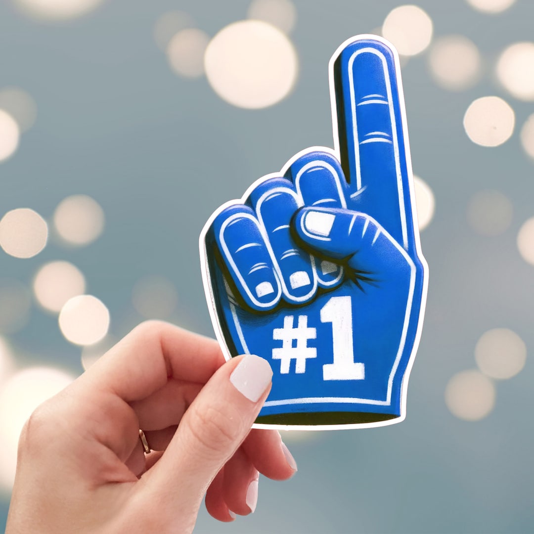 Foam Finger Sticker, Blue Sports Icon Sticker, #1 Football Sticker ...