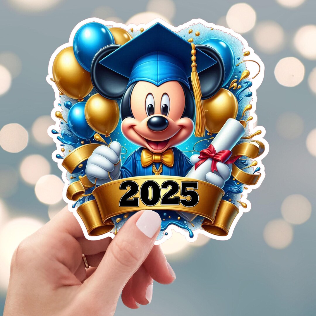 Mickey Mouse Graduation Sticker, Mickey Graduate Sticker, Graduation ...