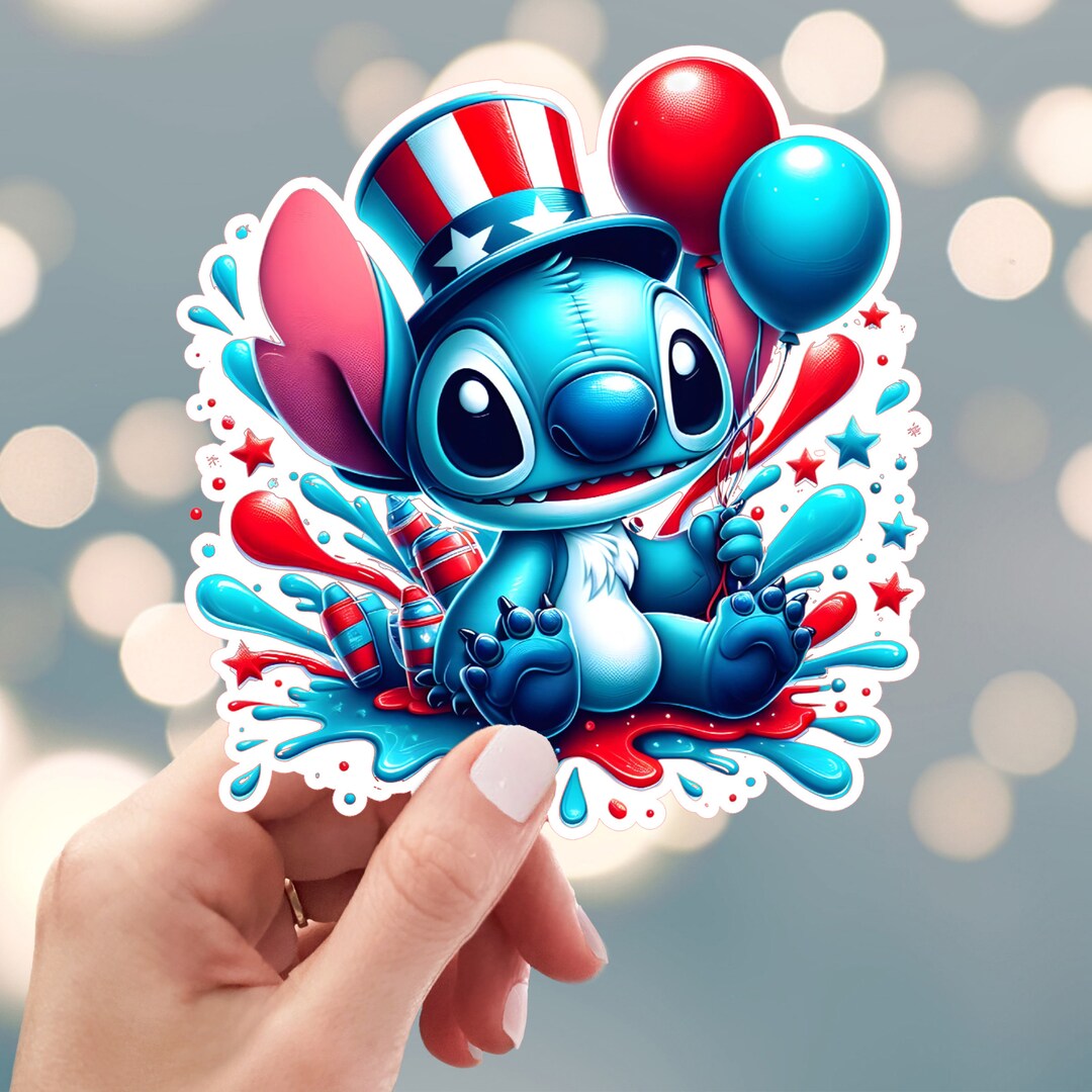 Stitch 4th of July Sticker, Red White Blue Sticker, Independence Day ...