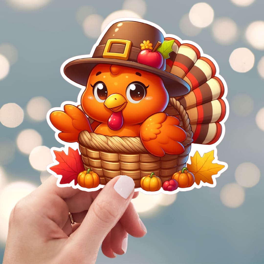 Turkey Sticker, Thanksgiving Turkey Sticker, Fall Turkey Sticker ...