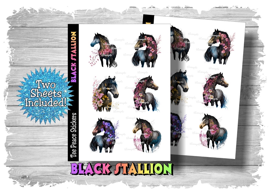 Black Stallion Sticker Sheets, 2 Sheet Bundle, Horse Stickers, Wild ...
